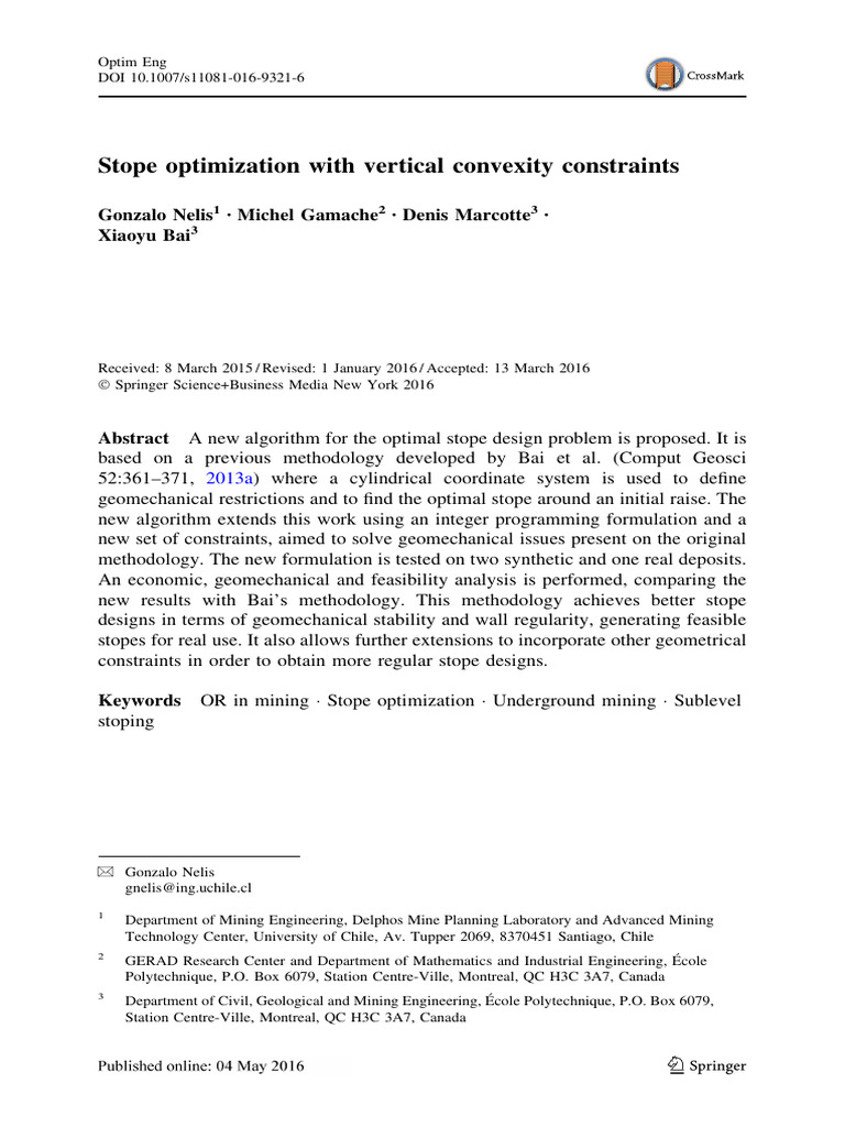 Stope Optimization With Convexity Constraints | Download Free PDF | Mathematical Optimization ...