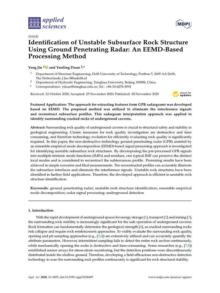 Identification of Unstable Subsurface Rock Structure Using Ground Penetrating Radar꞉ An EEMD ...