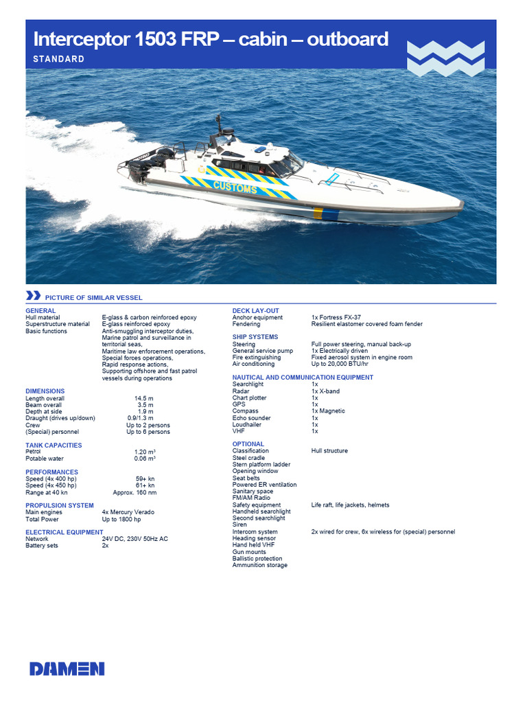 Damen Interceptor 1503 Overview | PDF | Ships | Watercraft