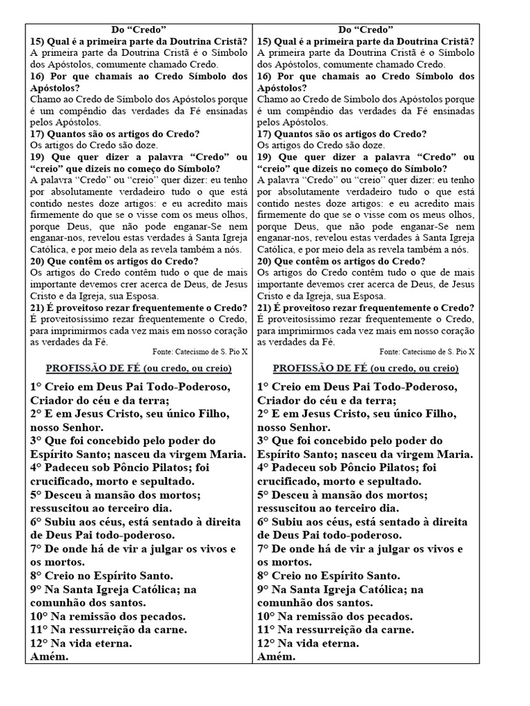 Credo | PDF | Crença e doutrina religiosa | Teologia