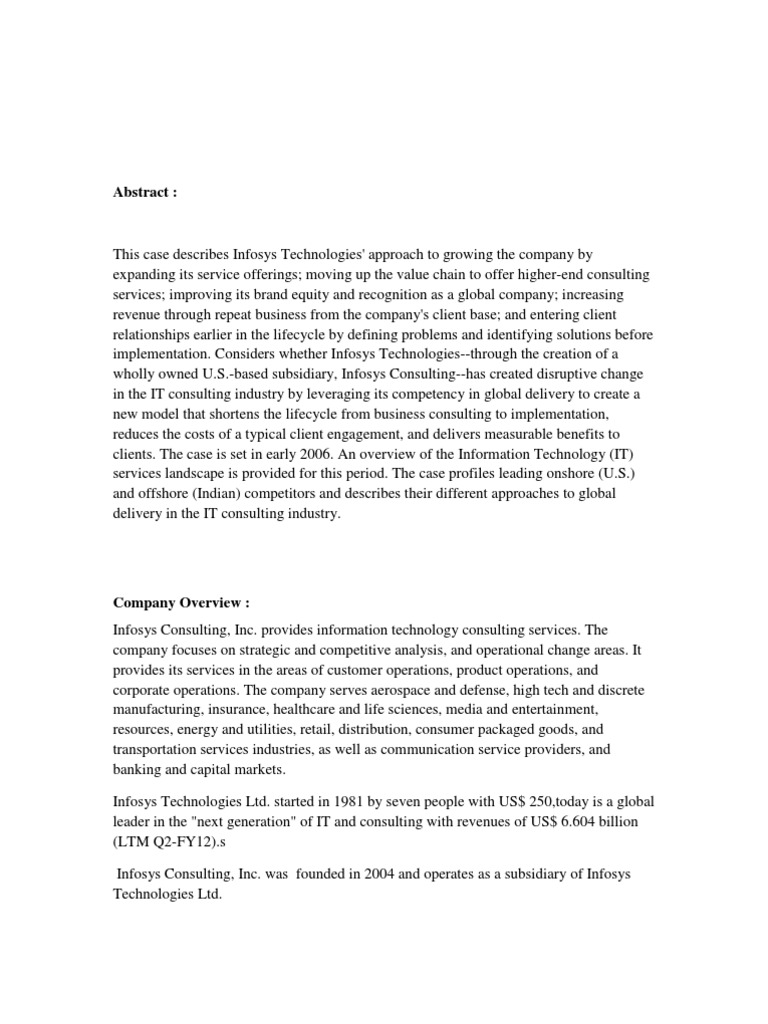 Infosys Consulting | PDF | Competition | Strategic Management