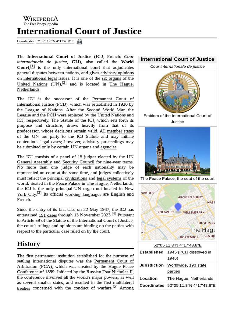 Overview of the International Court of Justice | PDF | International ...