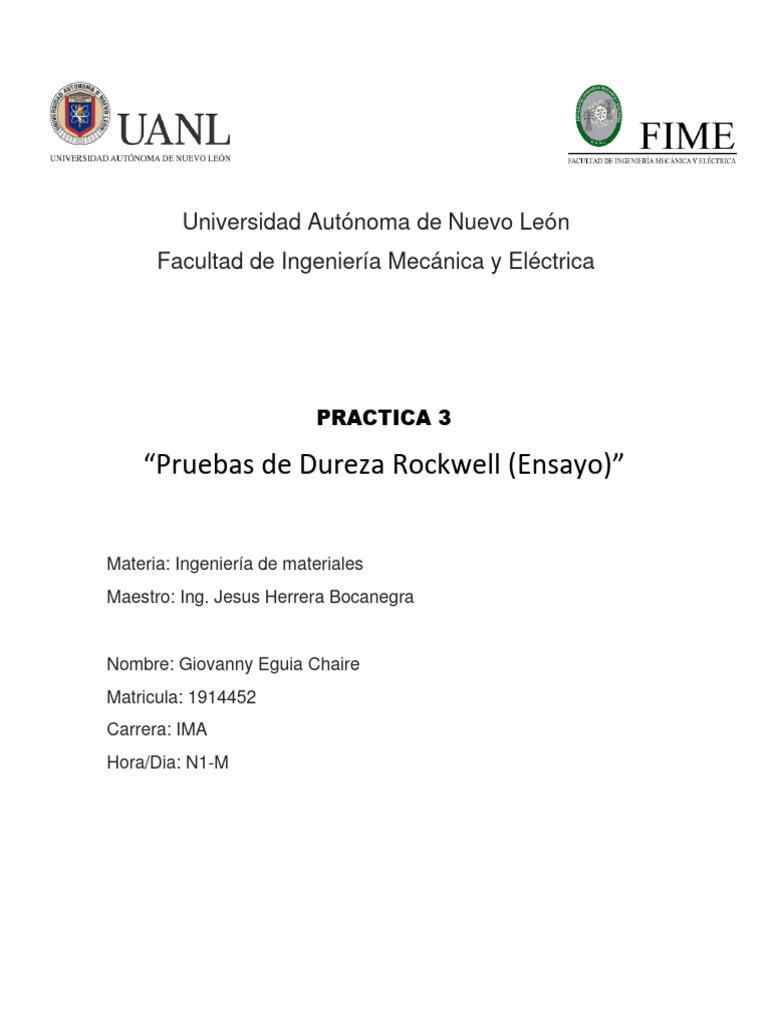 Practica 3 Ing. Mat. | PDF | Dureza | Ciencias fisicas