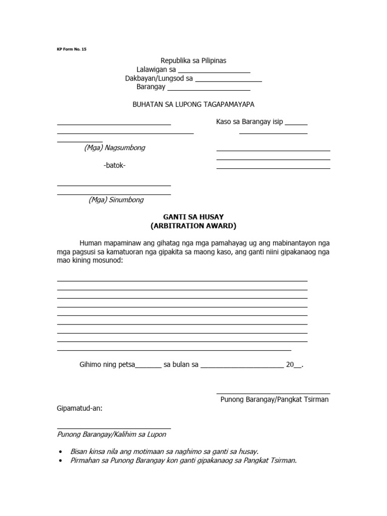 15 KP Form ARBITRATION AWARD | PDF