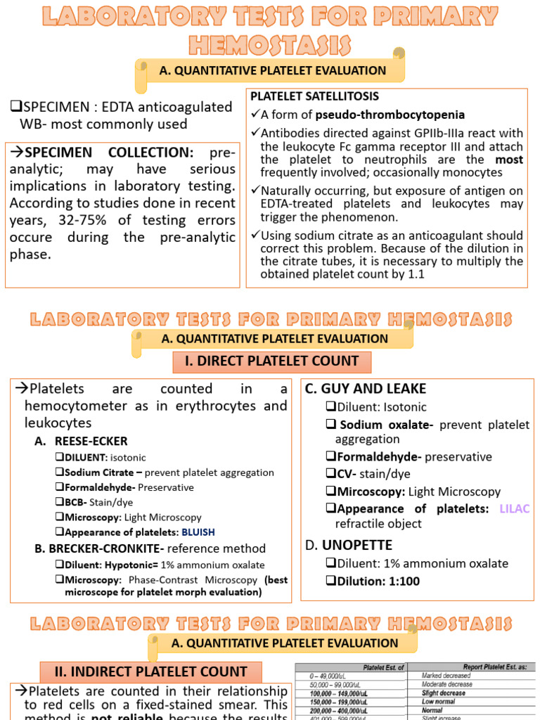 Primary Hemostasis Laboratory Tests | PDF | Platelet | Bleeding