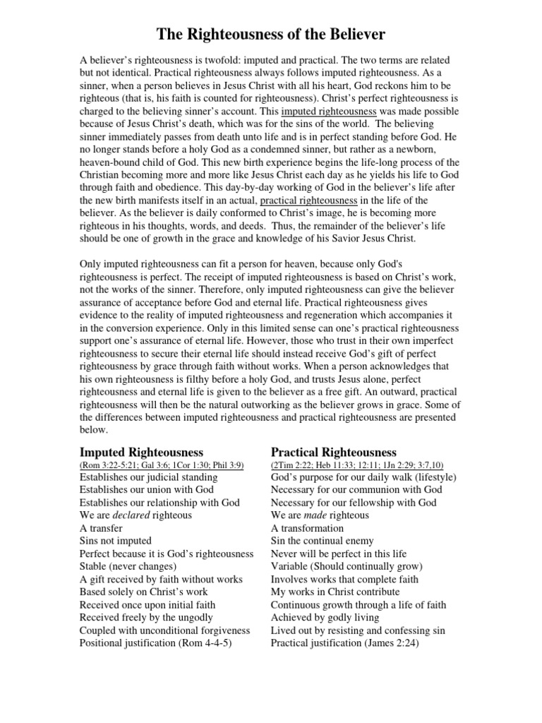 The Righteousness of The Believer | PDF | Born Again | Justification ...