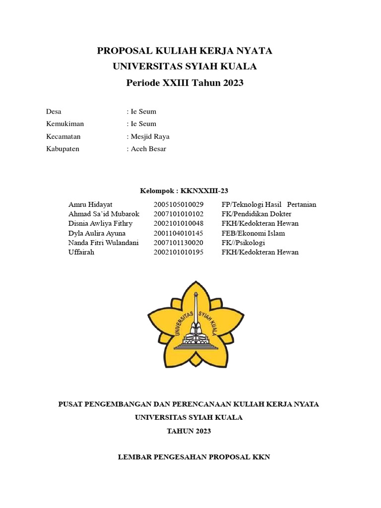 Proposal Kuliah Kerja Nyata Universitas Syiah Kuala-1 | PDF