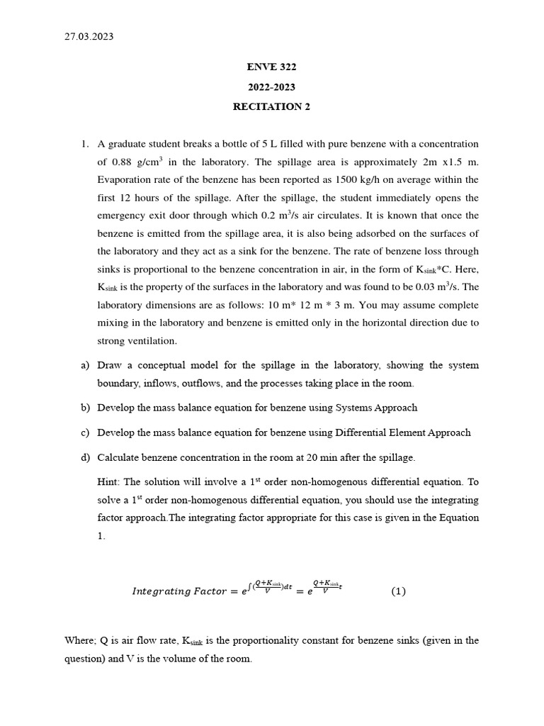 322 Recitation 2 | PDF | Equations | Physical Sciences