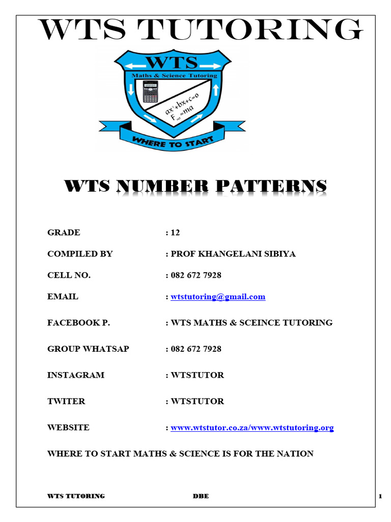 WTS 12 Number Patterns-1 | PDF | Numbers | Integer