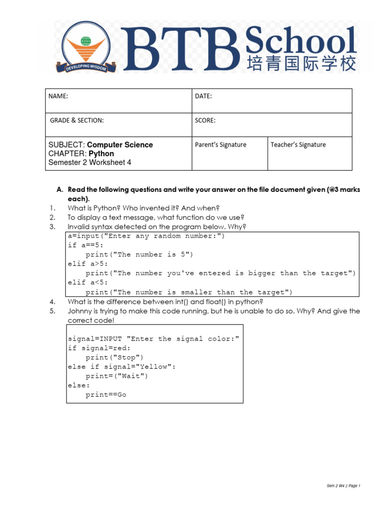 A. Read The Following Questions and Write Your Answer On The File ...