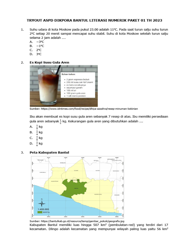 Literasi Numerik - To Aspd Dikpora Bantul Paket 01 TH 2023 - Revisi | PDF