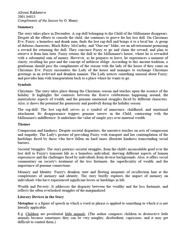 Compliments of The Season by O. Henry-2 | PDF | Christmas