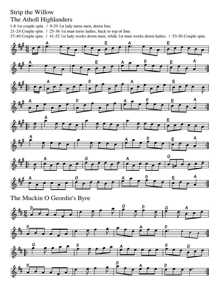 Strip The Willow Tunes For A Ceilidh Pdf Dances Social Dance