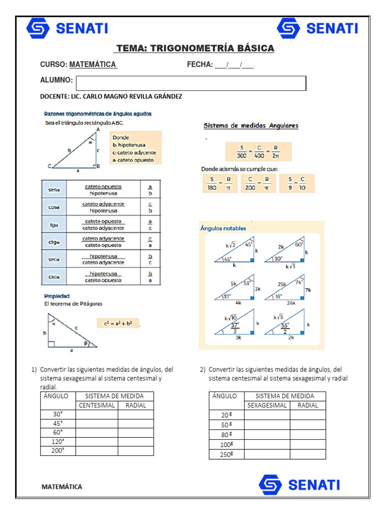 Trigonometría Básica # 05 - Senati | PDF | Ángulo | Trigonometría