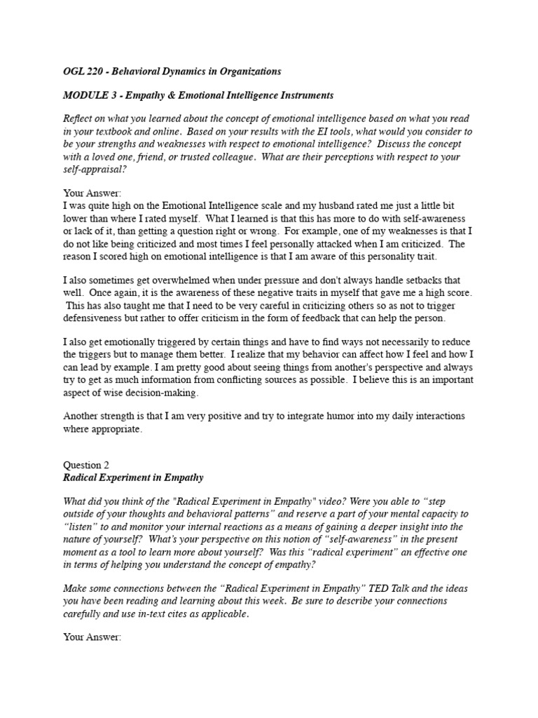 Ogl 481 - Ep - Empathy Paper | PDF | Stress (Biology) | Emotional ...