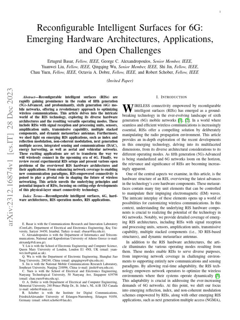 Reconfigurable Intelligent Surfaces For 6G: Emerging Hardware ...