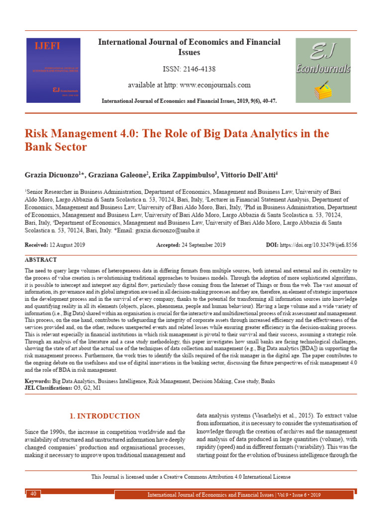 Risk Management 4.0: The Role of Big Data Analytics in The Bank Sector | PDF | Big Data | Analytics