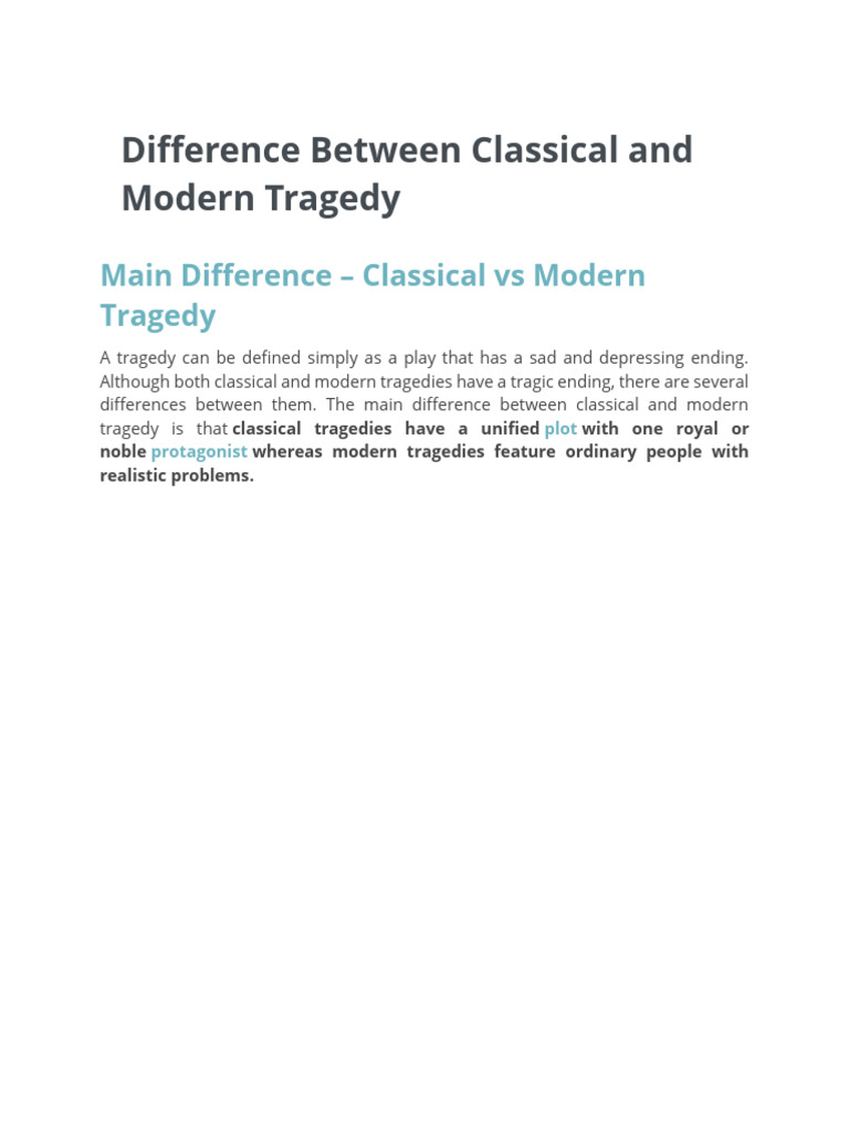 Classical vs Modern Tragedy Explained | PDF | Tragedy