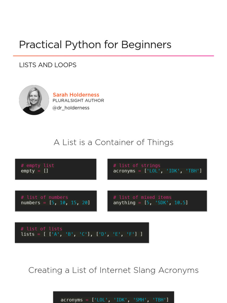 Lists and Loops Slides | PDF | Control Flow | Software Development