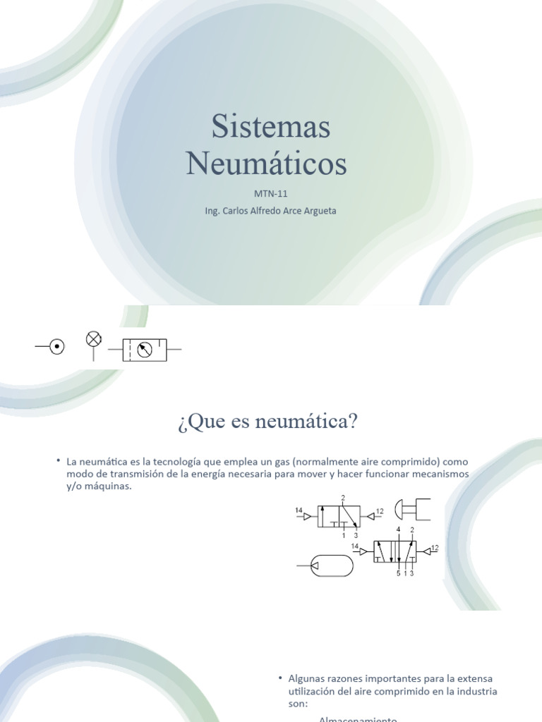 Presentacion 1 Sistemas Neumáticos - Elementos | PDF | Presión | Neumática