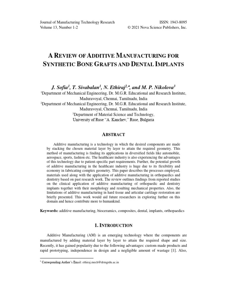 AM Review Paper Published in JMTR | PDF | Tissue Engineering | 3 D Printing AM Review Paper Published in JMTR | PDF | Tissue Engineering | 3 D Printing