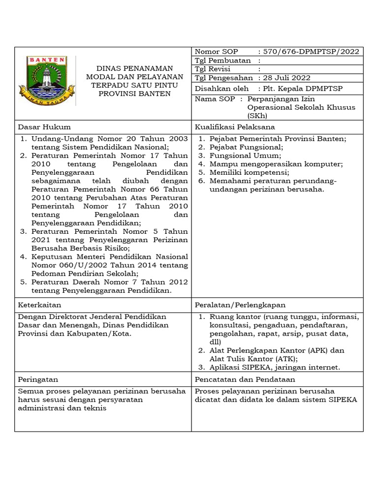 Sop Perpanjangan SKH | PDF