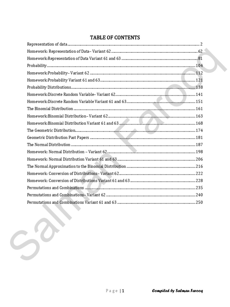 S1 Classwork Book 2020-2021 Fina | PDF | Probability Distribution ...