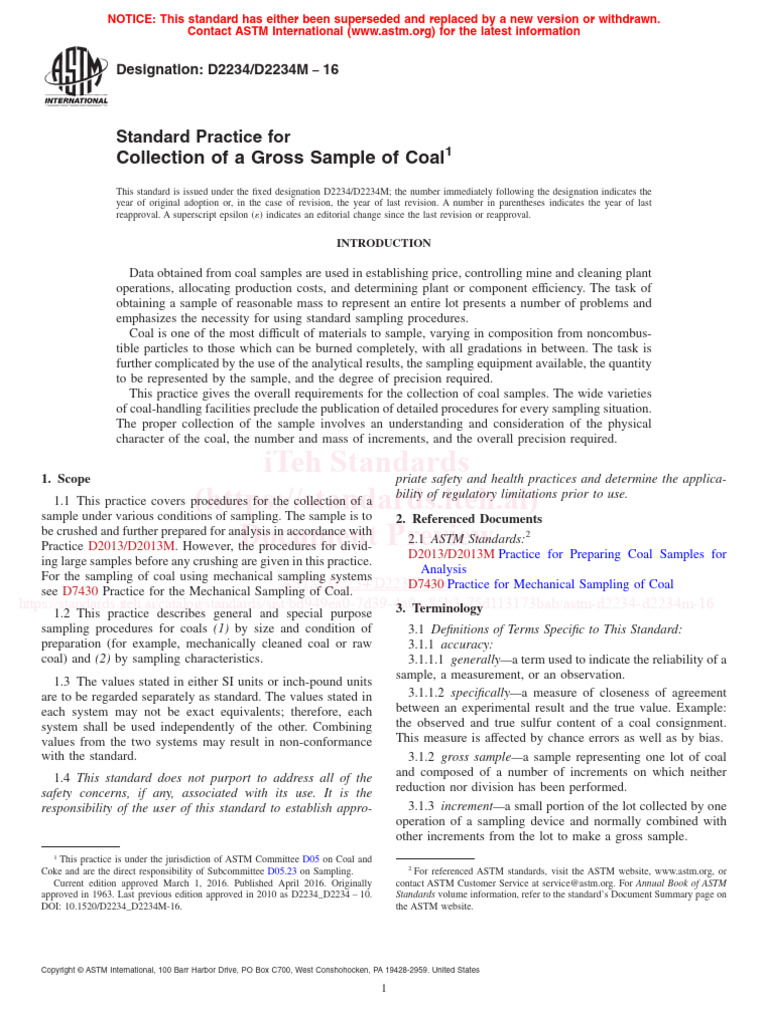 Astm D2234 D2234M 16 | PDF | Sampling (Statistics) | Accuracy And Precision