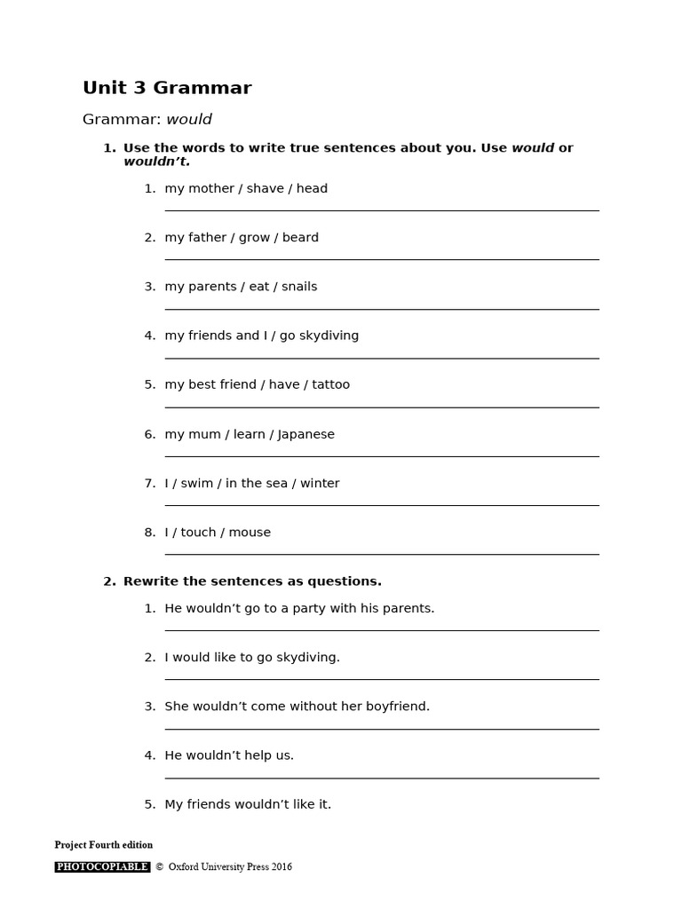Unit 3 Grammar Revision | PDF