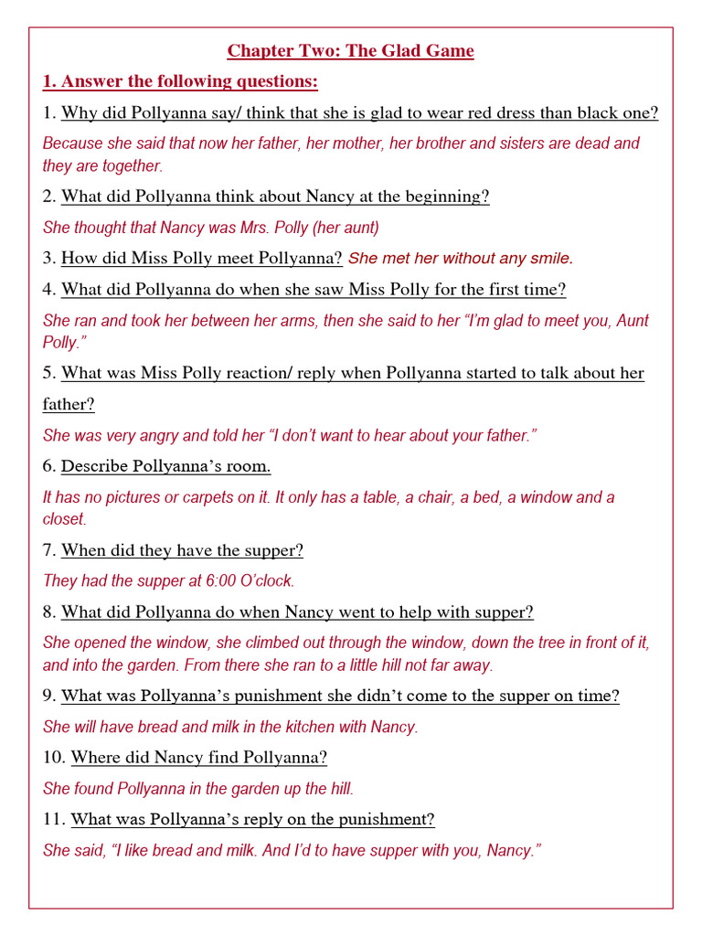 Key Answers Chapter 2 | PDF | Pollyanna