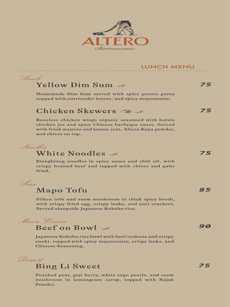 Altero's New Menu | PDF | Indonesian Cuisine | Sauce