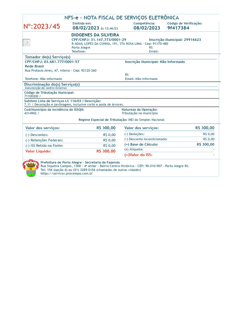 NFS-e - Rede Brasil Fev 2023 | PDF