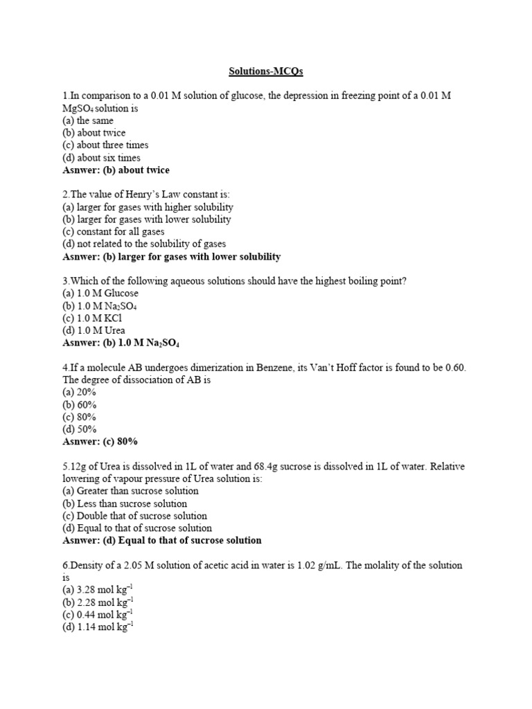 Chemistry MCQs | PDF | Activation Energy | Reaction Rate