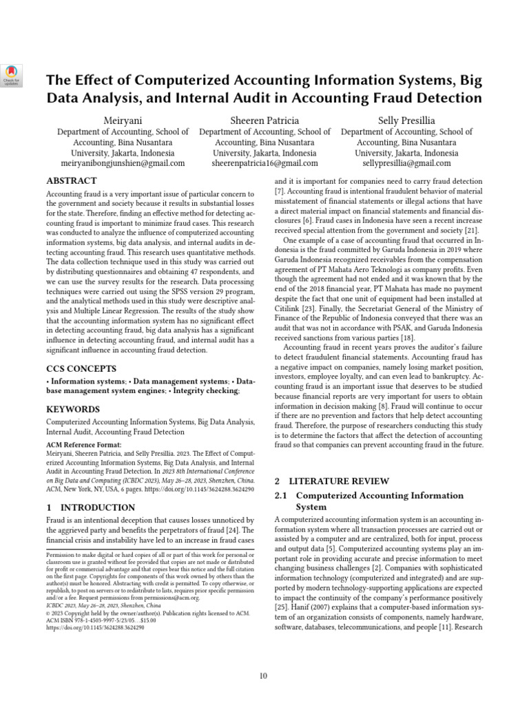 The Effect of Computerized Accounting Information Systems Big Data Analysis and Internal Audit ...