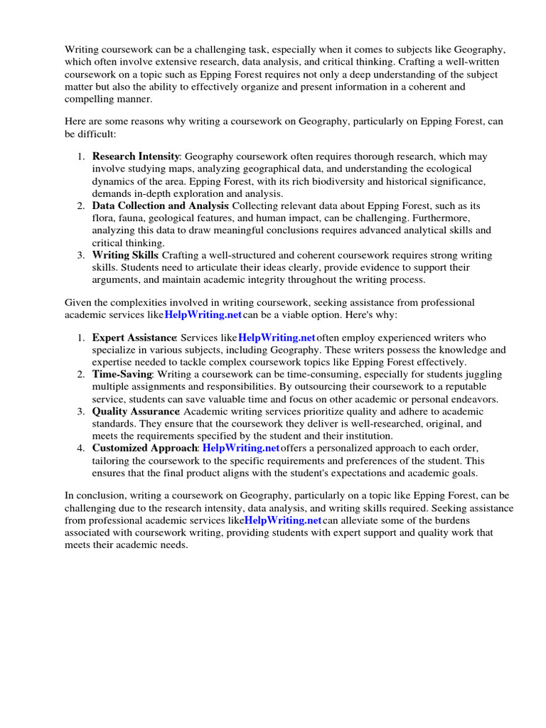 Geography Epping Forest Coursework | PDF | Geography | Critical Thinking