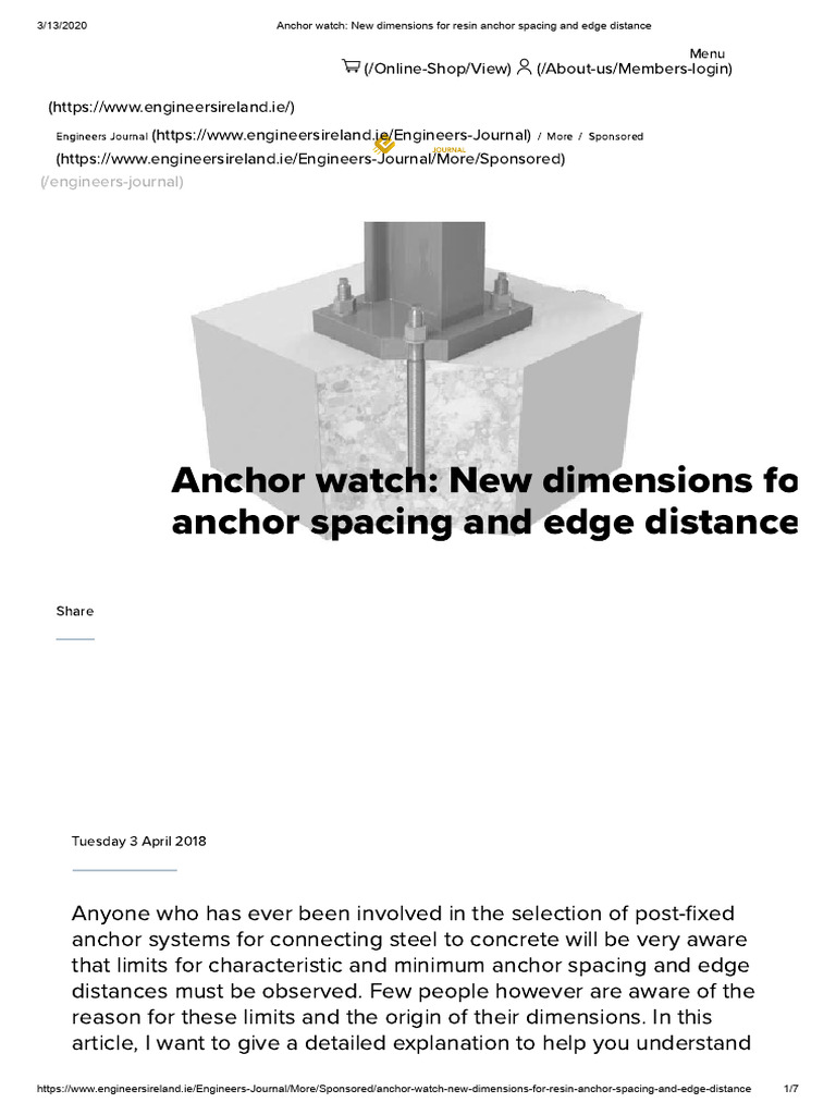 Resin Anchor Edge Distance Guidelines | PDF | Anchor | Concrete