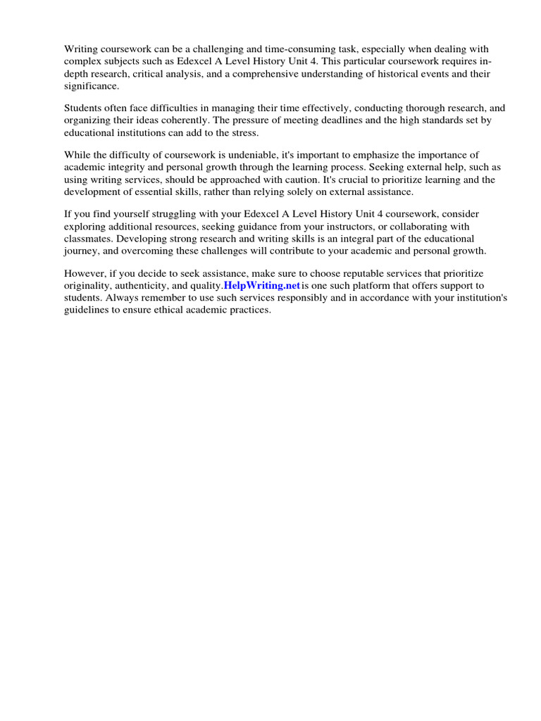 Edexcel A Level History Unit 4 Coursework | PDF