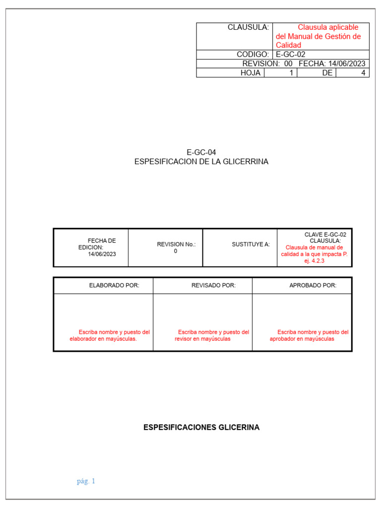 E-GC-04 Glicerina | PDF | Cloruro | Ácido