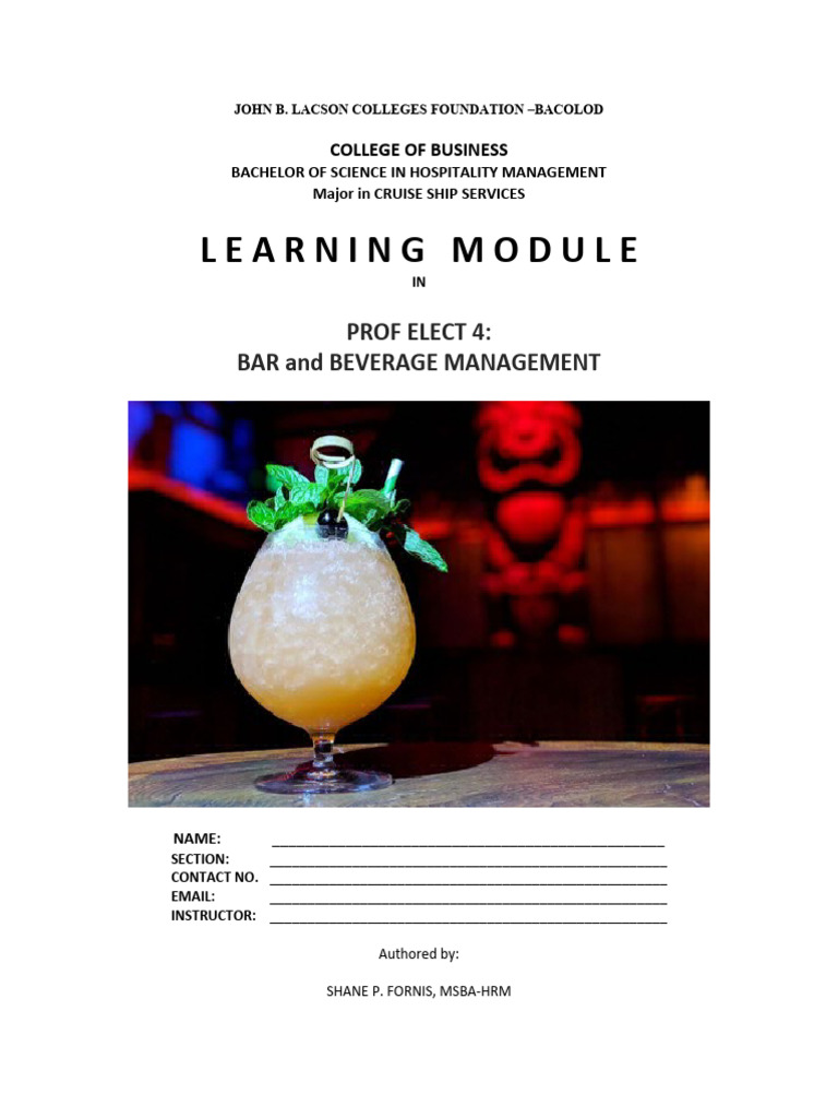 Bar & Beverage Management Module | PDF | Bartender | Drink