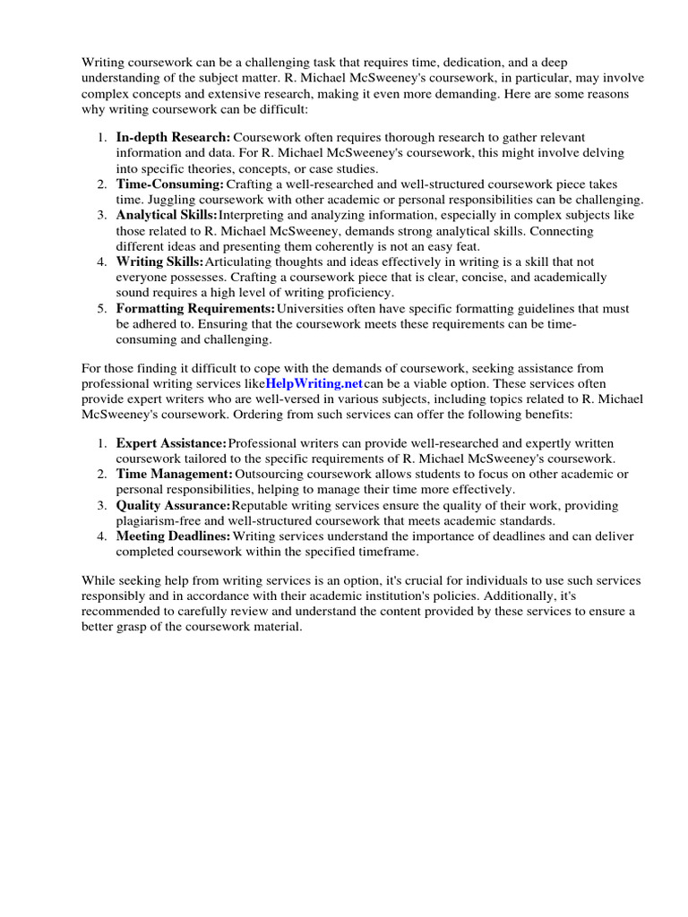 R Michael Mcsweeney Coursework | PDF | Information | Cognition