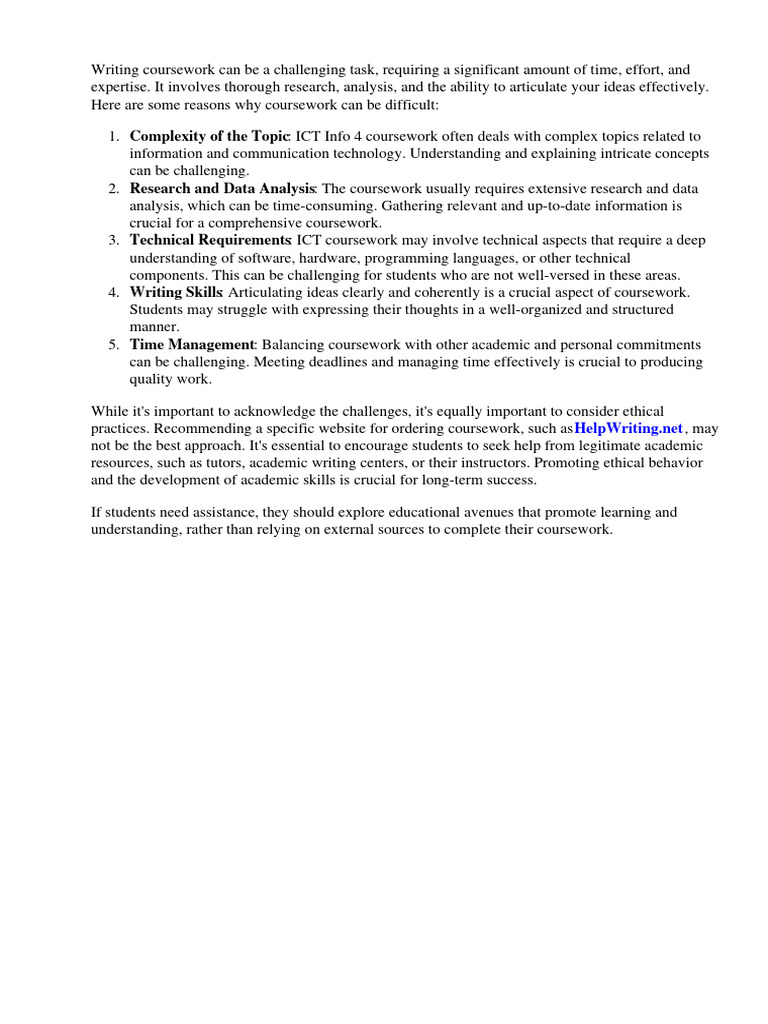 ICT Coursework Challenges & Tips | PDF | Career & Growth