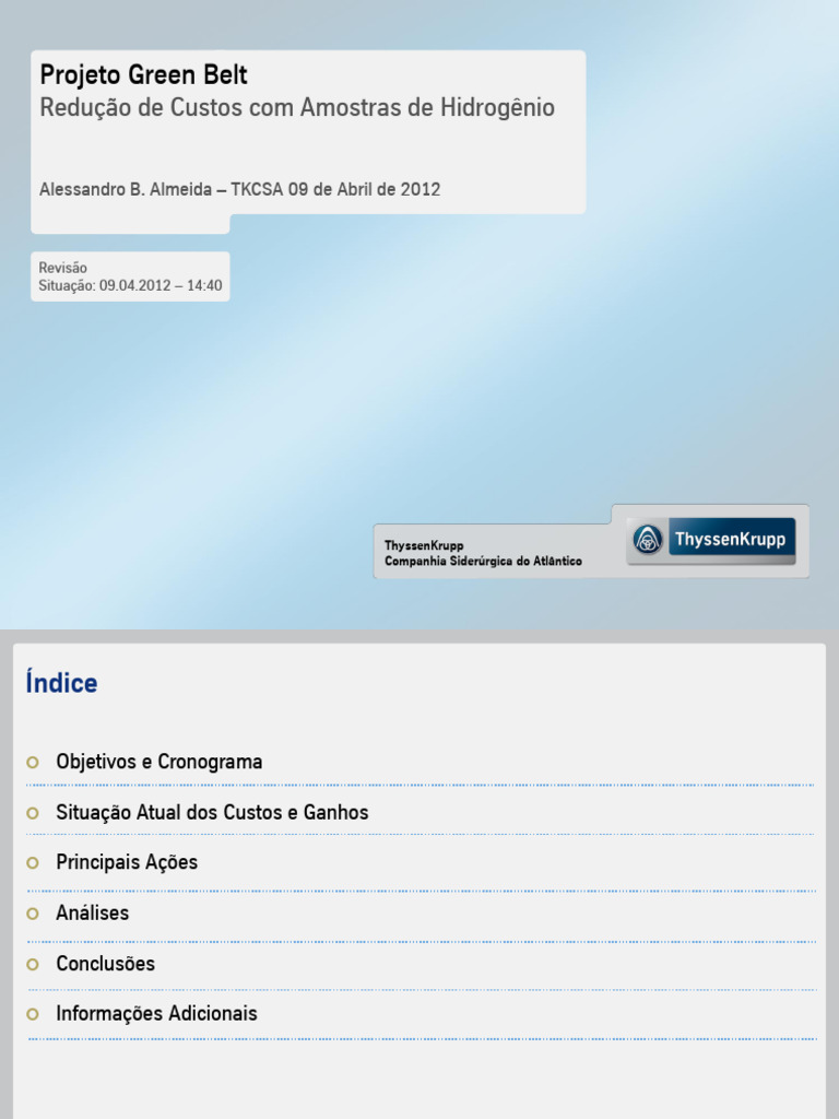 Alessandro Hydrogen Green Belt Rev0 PT | PDF | Titânio | Aço