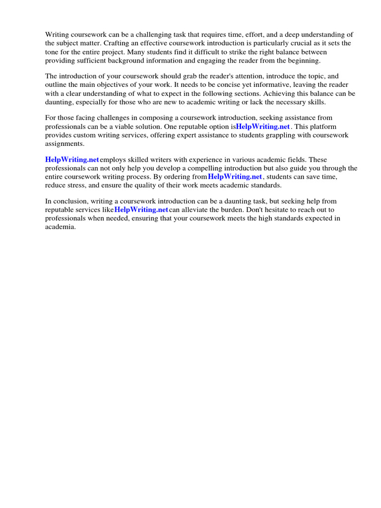 How To Write Coursework Introduction Pdf