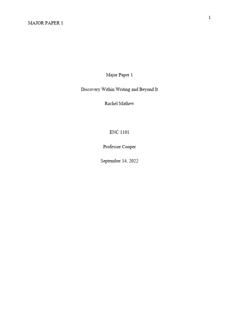 Major Paper 1 | PDF | Essays