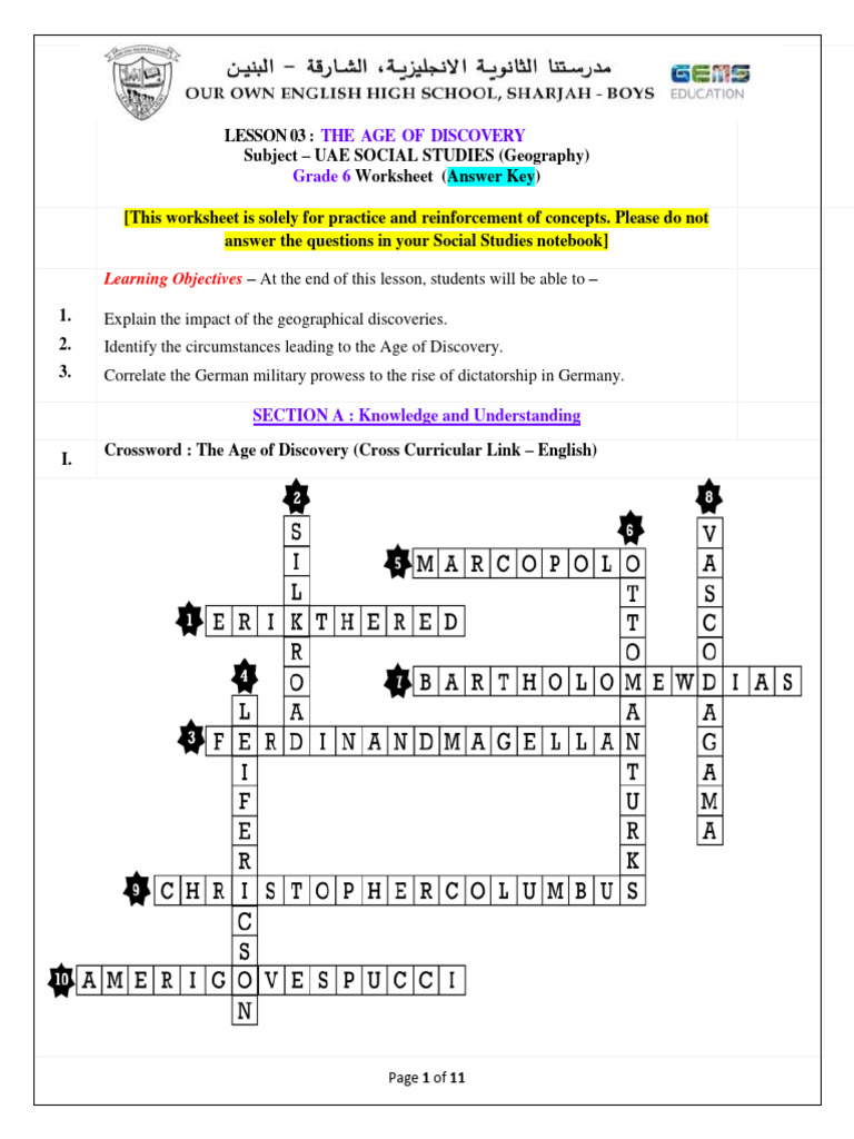 Answer Key - The Age of Discovery - Worksheet | PDF | Roald Amundsen ... Answer Key - The Age of Discovery - Worksheet | PDF | Roald Amundsen ...