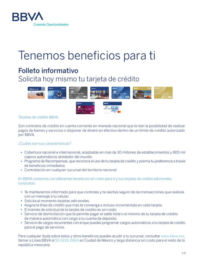 Folleto Informativo de TDC BBVA | PDF | Tarjeta de crédito | Business
