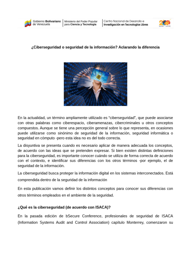 Diferencias Ciberseguridad e InfoSeguridad | PDF | La seguridad ...