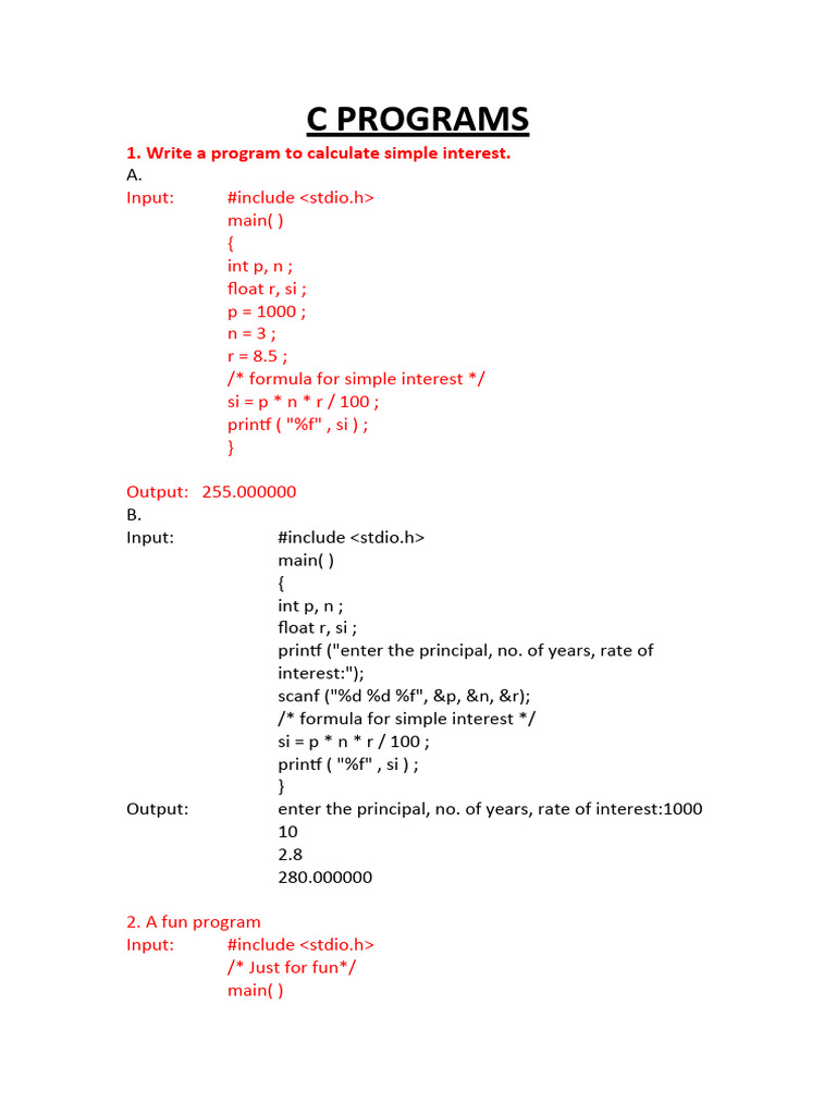 C PROGRAMS Code | Download Free PDF | Salary | Computer Libraries