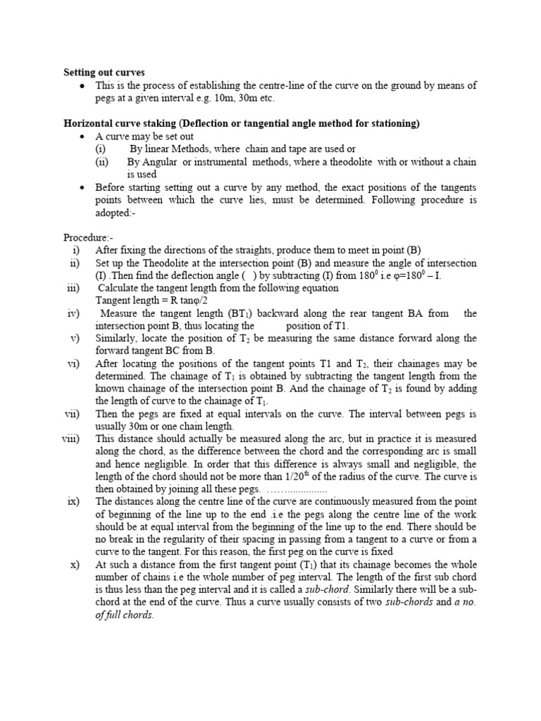 Setting Out Curves | PDF | Tangent | Angle