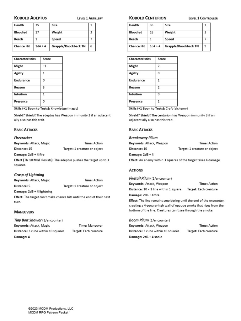 MCDM RPG Patreon Packet 1 Creatures No Formatting | PDF MCDM RPG Patreon Packet 1 Creatures No Formatting | PDF